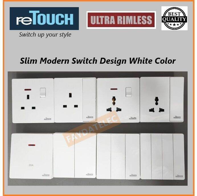 Retouch Ultra Rimless White 15A 13A Universal Multi Switch | Lazada