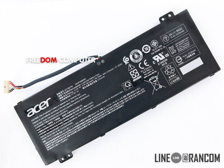 แบตเตอรี่โน๊ตบุ๊ค (แท้) AP18E7M AP18E8M ใส่ ACER Nitro 5 AN515-43 AN515-54 AN517-52 , Aspire 7 ...