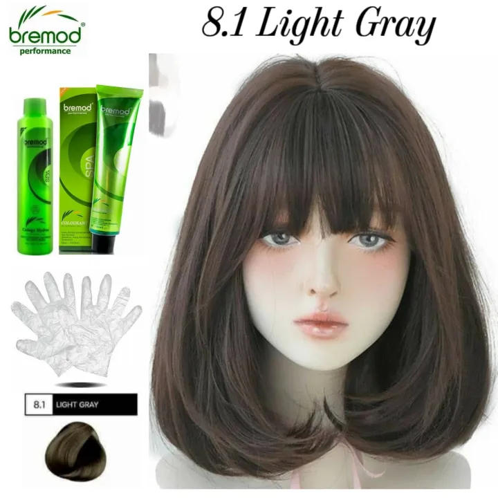 BREMOD 8.1 LIGHT GRAY Permanent Hair Color (100ml) set with oxidizer (6 ...