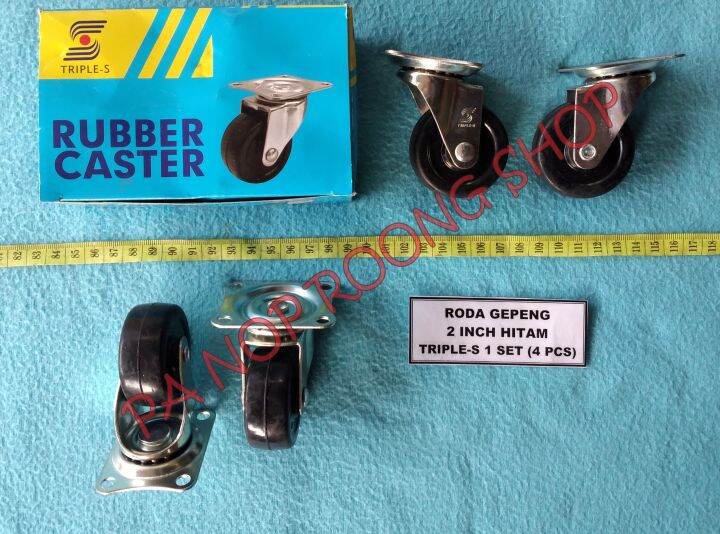 RODA GEPENG 2 INCH HITAM TRIPLE - S 1 SET ( 4 PCS ) | Lazada Indonesia