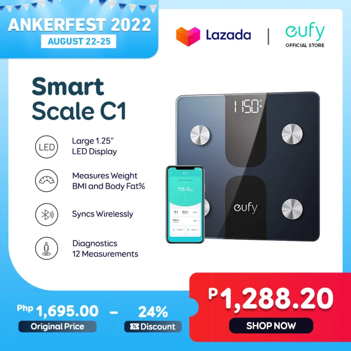 eufy by Anker, Smart Scale C1, Bluetooth, Body Fat Scale, Wireless ...