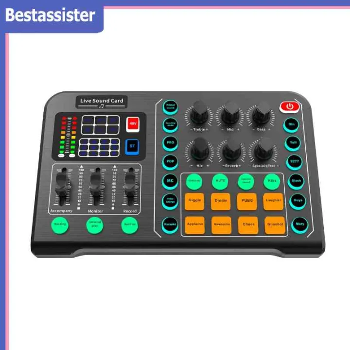 RGB LED Wireless Bluetooth-compatible Live Sound Card Support for 48V ...