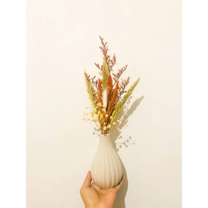 DRIED FLOWER ARRANGEMENT WITH CERAMIC VASE COLORFUL TRIGO GURUS MISTY ...