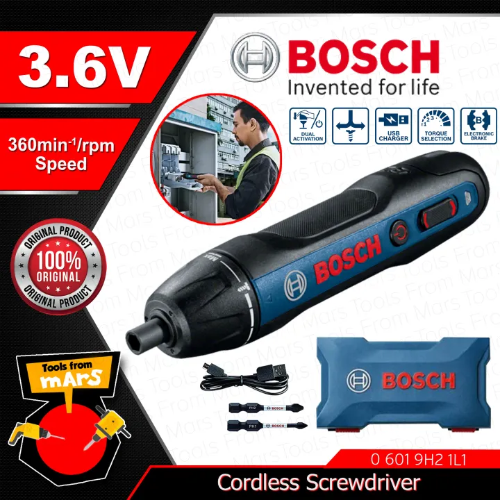 BOSCH Professional Cordless Screwdriver Drill Screwdriver w/ 2x Screw ...