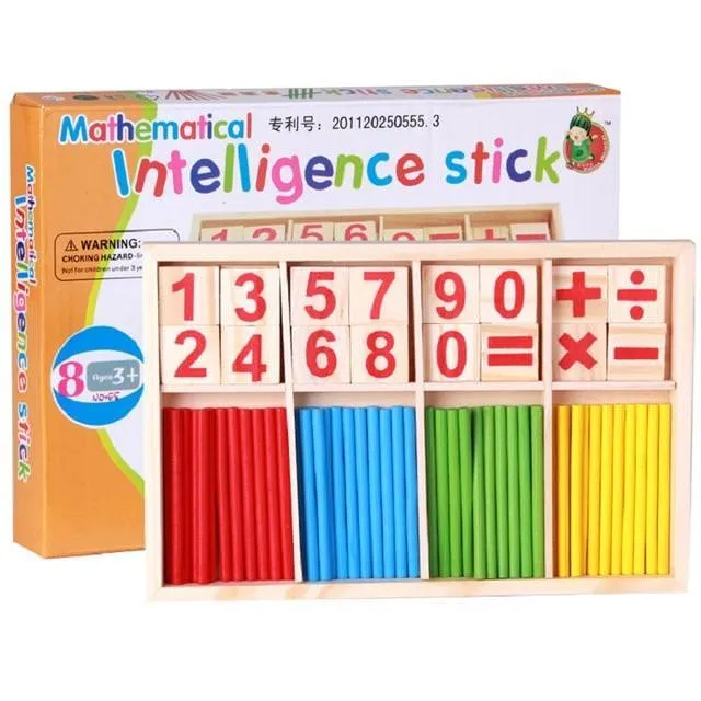 Wooden Counting Sticks Digital Computing Box Wooden Intelligence Sticks ...