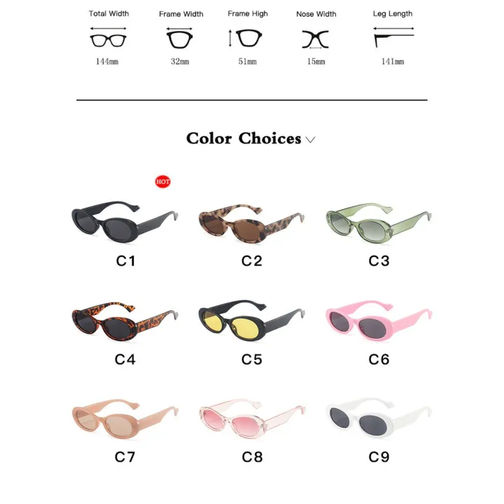 【Metal hinge】Kacamata Hitam Hip-hop Retro Elliptical Sunglasses ...