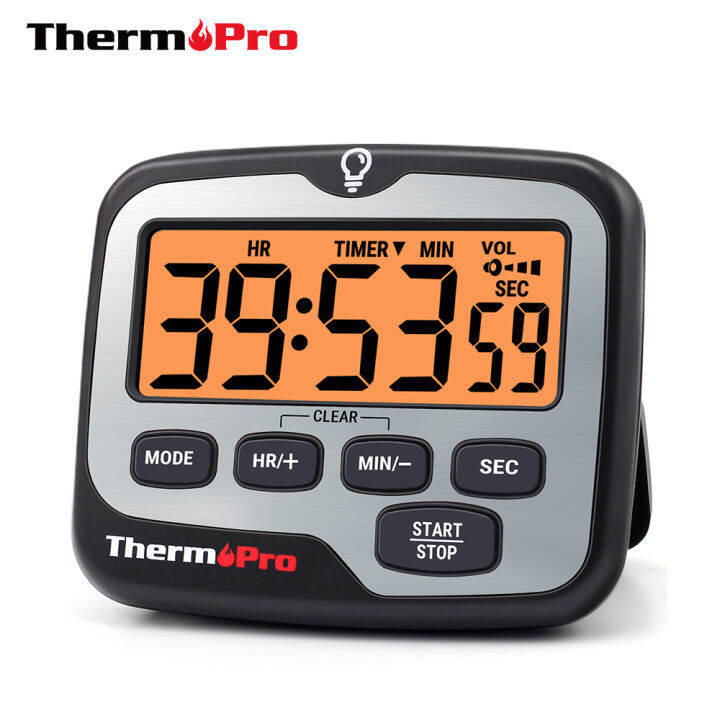ThermoPro TM01 Countup ทำอาหารดิจิตอลและจับเวลาถอยหลังที่มีแสงไฟและฟังก ...