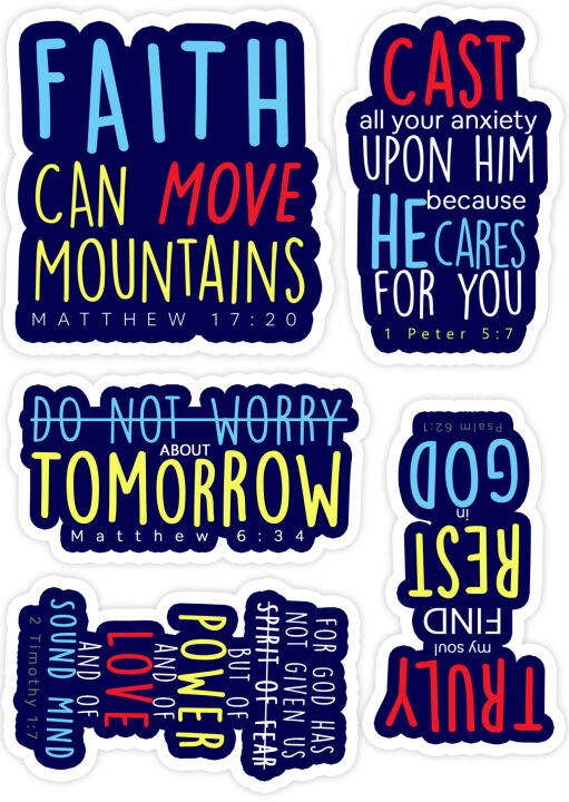 Bible Verse Sticker Pack (5pcs) -Bible Verse Waterproof Vinyl Sticker ...