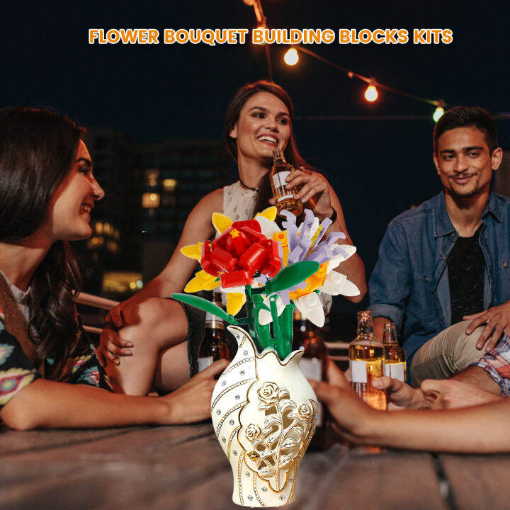 Flower Bouquet Building Kit DIY Rose Blocks Kit Flower Bouquet Building ...