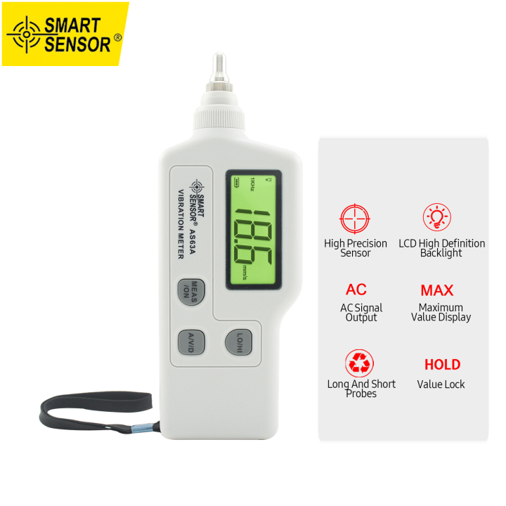 SMART SENSOR AS63A Digital Vibration Meter with LCD Screen Vibration ...