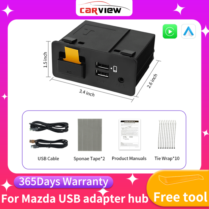 CARVIEW สำหรับ Mazda 2 3 6 Mazda CX5 CX3 CX9 Miata MX5 USB Adapter HUB อุปกรณ์ Apple CarPlay ...