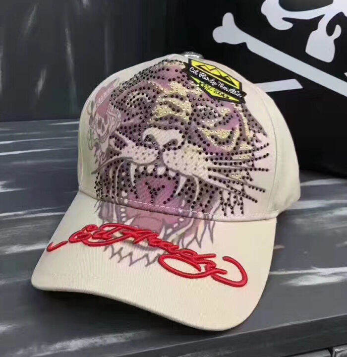 Ed Hardy Cap Men & Women Unisex Hot Embroidery Diamond Tiger Head Hip ...