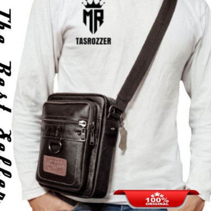 Tas selempang kulit Garut merk ROZZER RS6 | Lazada Indonesia