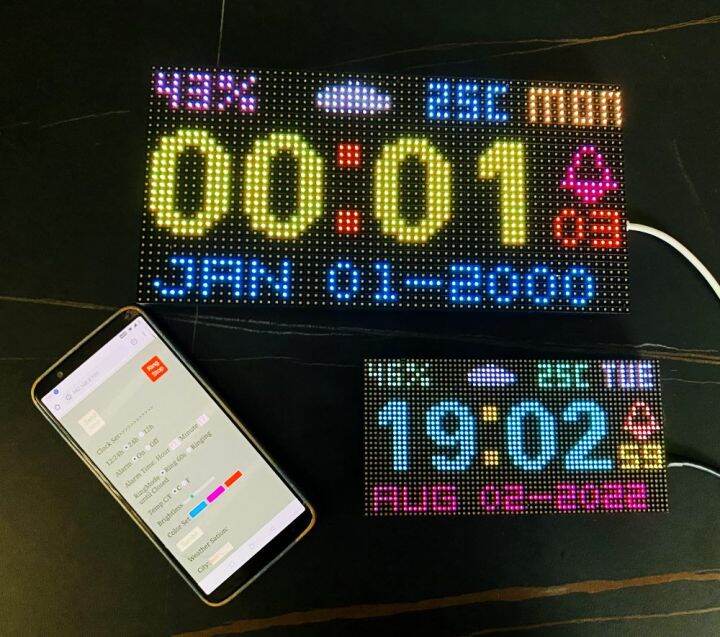 Cool Digital Clock NTP Alarm Clock RBG Matrix led display ESP8266 electronic DIY cool toy gift ...