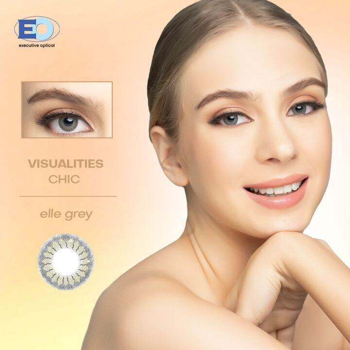 EO Visualities Chic Colored Contact Lenses - ELLE GREY (Good for 1 ...