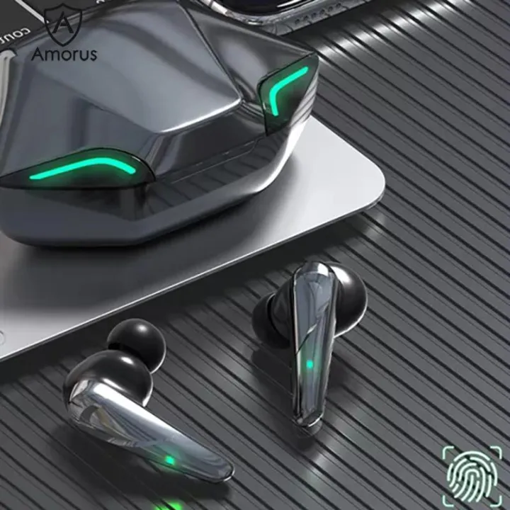 Amorus หูฟังไร้สายหูฟังสเตอริโอบลูทูธพร้อมเคสชาร์จหูฟังสำหรับเล่นเกมตัด ...