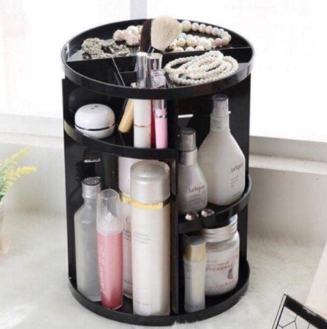 360° Rotating Makeup Organizer Spinning Make Up Box Storage Brush Rack ...
