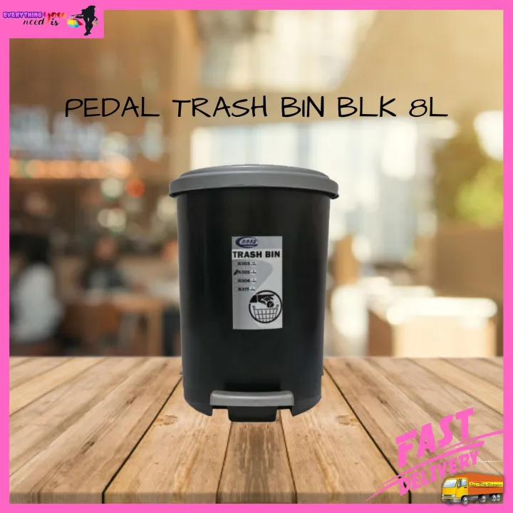 6305 WASTE BIN / PEDAL TRASH BIN BLK 8L | Lazada PH