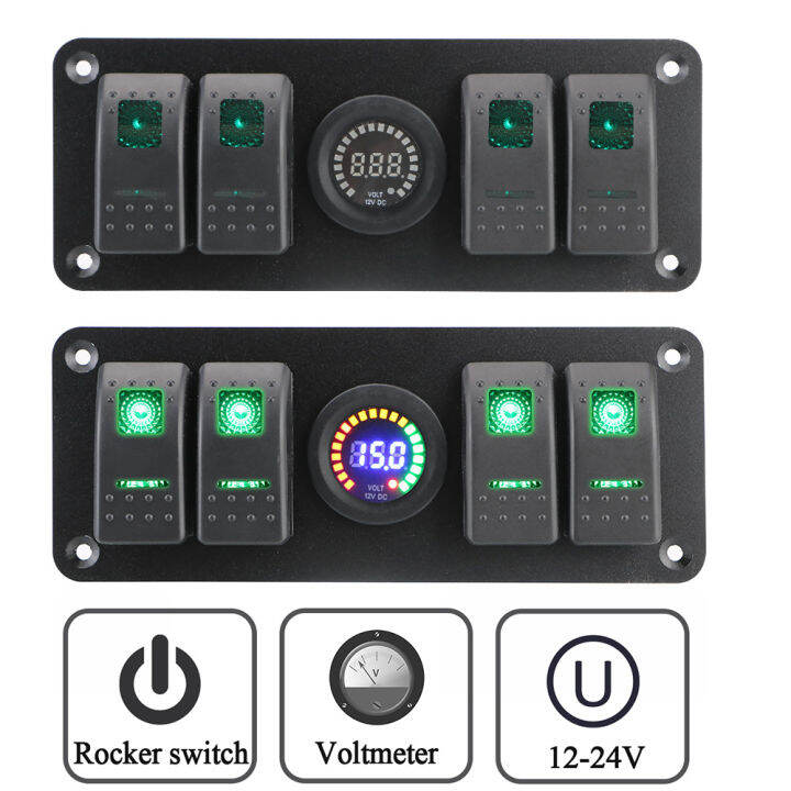 Waterproof Double Light Switch with Fuse Circuit Breaker LED Voltmeter ...