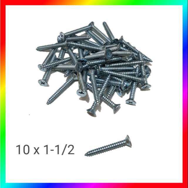 50 PCS BAUT SEKRUP CACING JF 10 X 1-1/2 KEPALA RATA | Lazada Indonesia