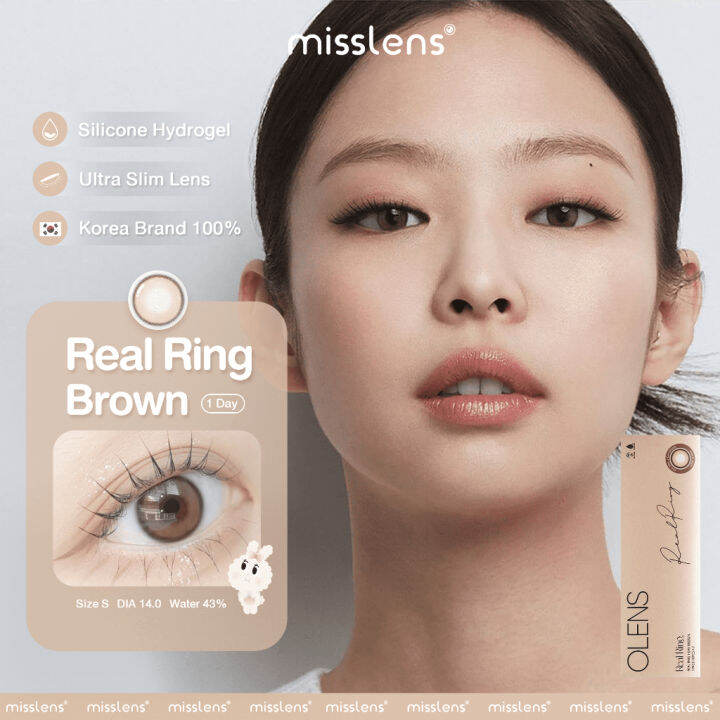 [รุ่นใหม่] Misslens/ Olens รุ่น Realring brown (รายวัน)/ รองรับสายตาปกติ สายตาสั้น -1.00 ถึง ...