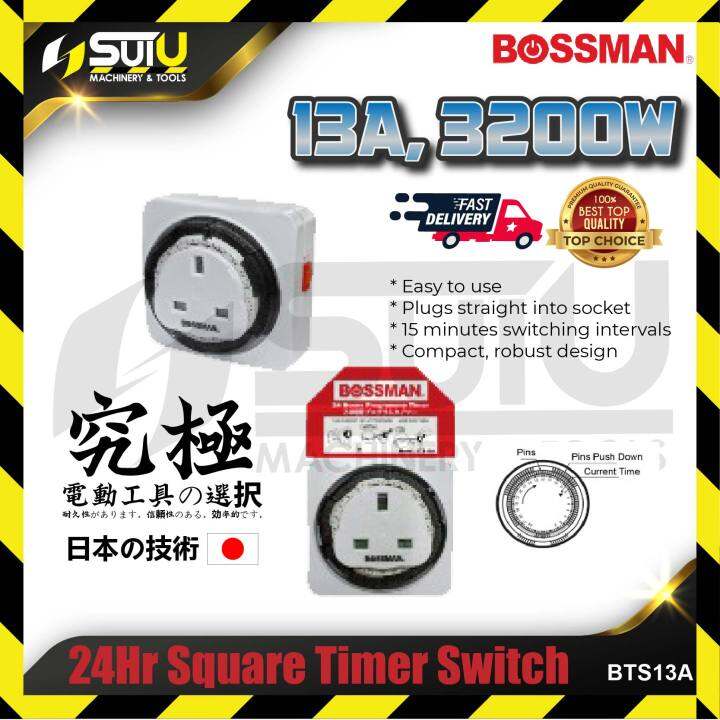 BOSSMAN BTS13A 13A 24HR Square Timer Switch 3200W | Lazada