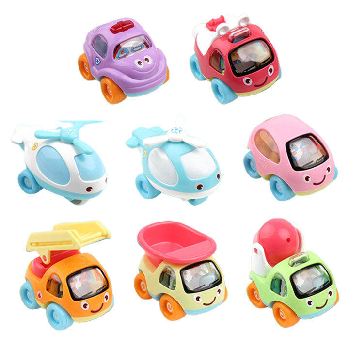 3/8Pcsมินิน่ารักการ์ตูนInertialรถรถบรรทุกยานพาหนะชุดเด็กของเล่นของขวัญ ...