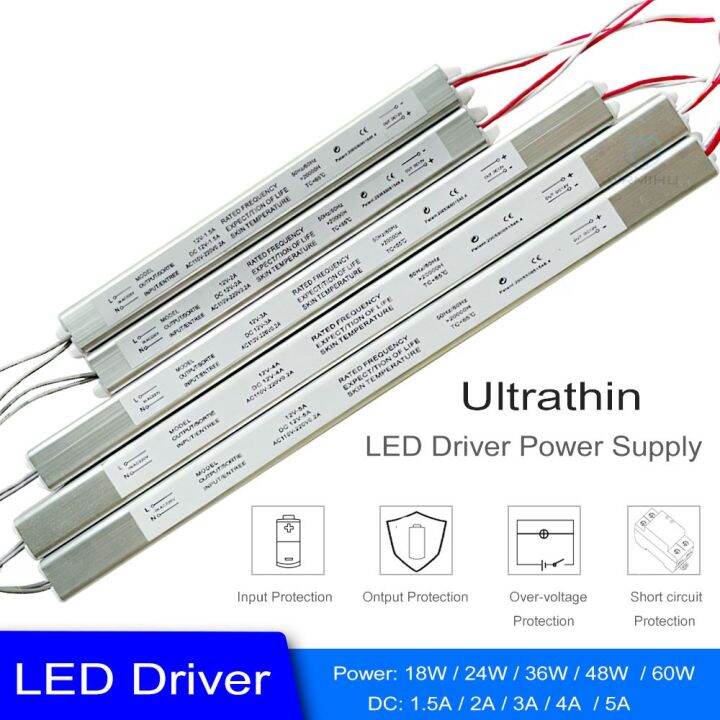 DC12V 1.5A 2A 3A 4A 5A LED Driver Ultra Thin Switching Power Supply Slim Lighting Transformer ...