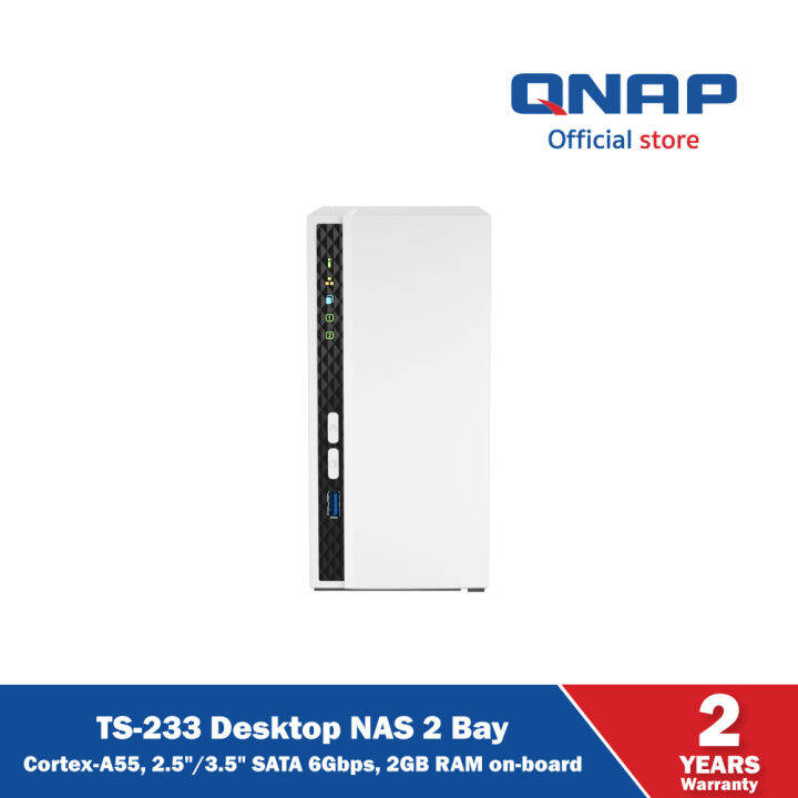 QNAP TS-233 Desktop NAS 2 Bay ARM 4C 2.0GHz, 2.5"/3.5" SATA 6Gbps, 2GB RAM on-board (อุปกรณ์จัด ...