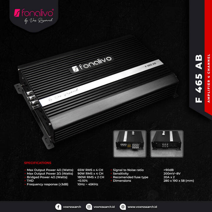 Power amplifier 4 channel fonalivo f465 ab by vox research | Lazada Indonesia