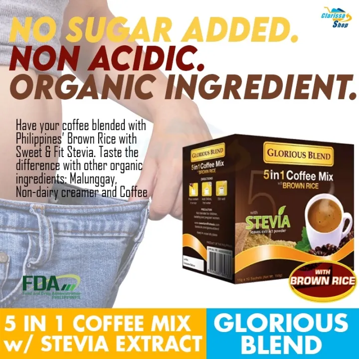 Glorious Blend 5 in 1 Coffee Mix with Brown Rice and Stevia extract ...
