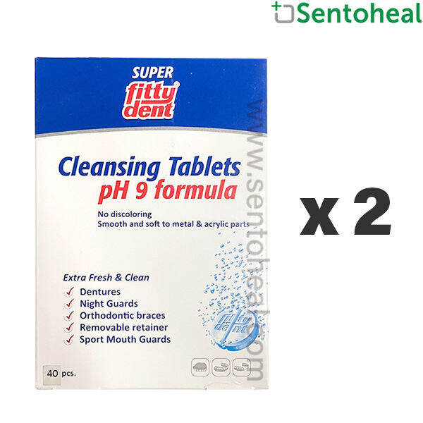Fittydent Cleansing Tablets 40 tablets x 2packs - For Dentures ...