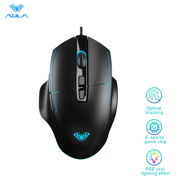 AULA F812 Wired Gaming Mouse, 7200 DPI, RGB Color Lighting, 4 DPI ...