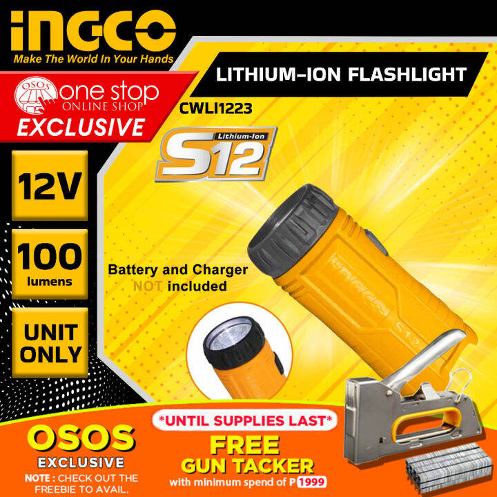 Ingco tools Original S12 Lithium-Ion Flashlight Emergency Light 12V ...