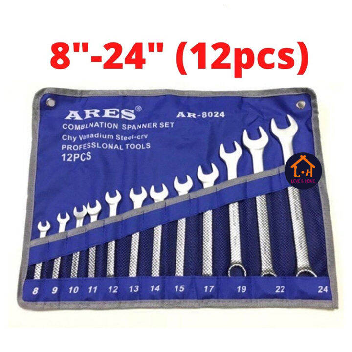 Hi ARES 12PCS Combination Spanner Set Chy Vanadium Wrench Steel-CRV | Lazada PH
