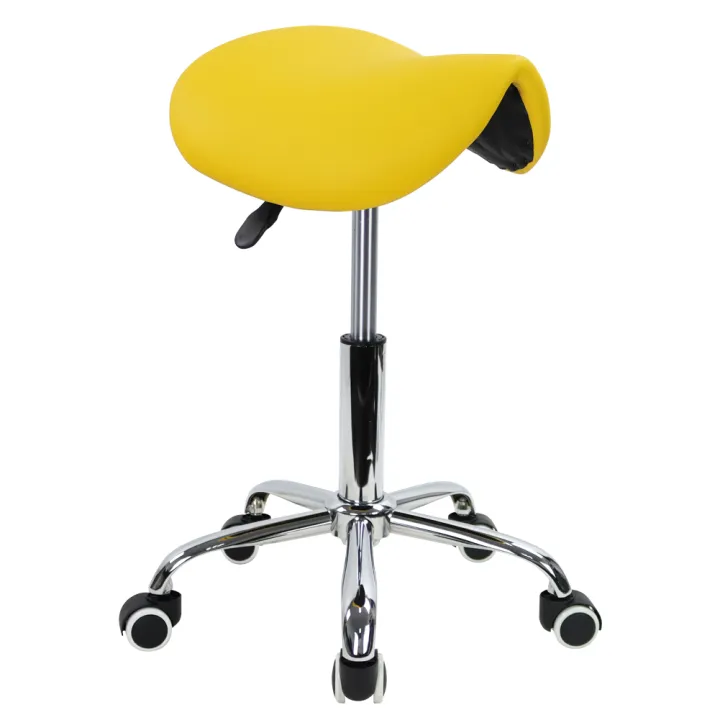 KKTONER Rolling Saddle Stool PU Leather Swivel Adjustable Rolling Stool with Wheels Salon Chair ...