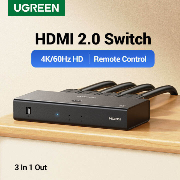 UGREEN 4k 60HZ HDR 3 in 1 out HDMI Splitter Dual simultaneous Display ...