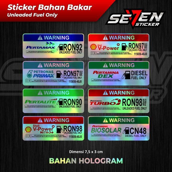 Sticker Printing Hologram Unleaded Fuel Only - Bahan Bakar RON ...