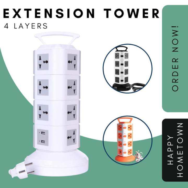 Extension Socket Tower 3 Layers 4 Layers with USB Port Universal sockets Protected Extension ...