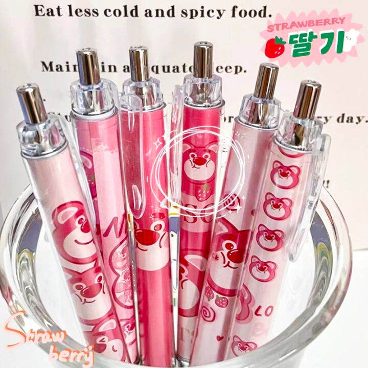 Nodetud Strawberry Bear Scalable Pen Cute Cartoon Rugged Stem Neutral ...