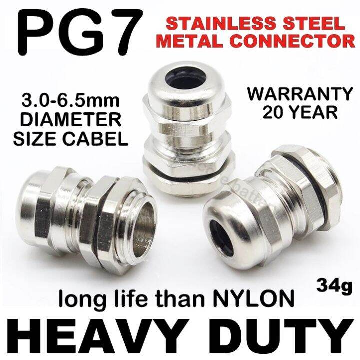 Stainless Steel Copper PG7 3.0-6.5mm IP68 Waterproof Adjustable Metal Connector Wire silicon ...