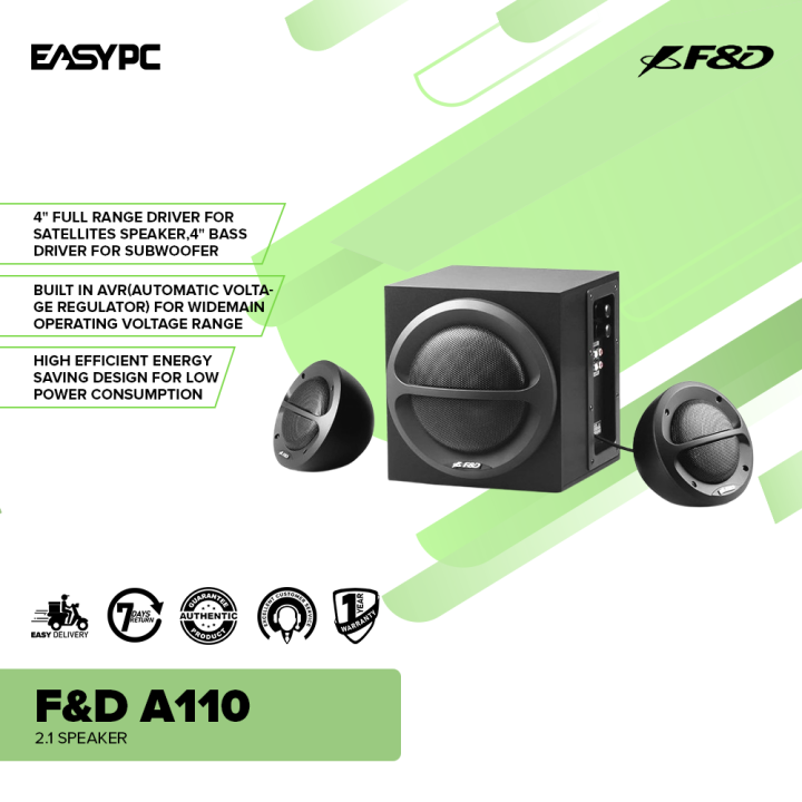 EasyPC | F&D A110 2.1 Speaker For Desktop PC Laptop Tabletop | Lazada PH