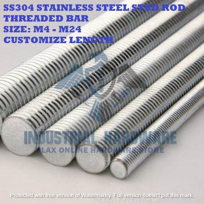 M6 to M20 Stainless Steel SS304 Threaded Bar / Stud Rod Stud Bolt | Lazada