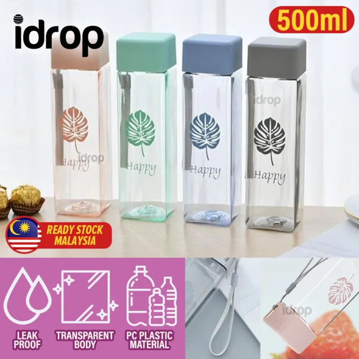 [Osaka] [ 500ml ] Square Transparent Plastic Drinking Water Bottle ...