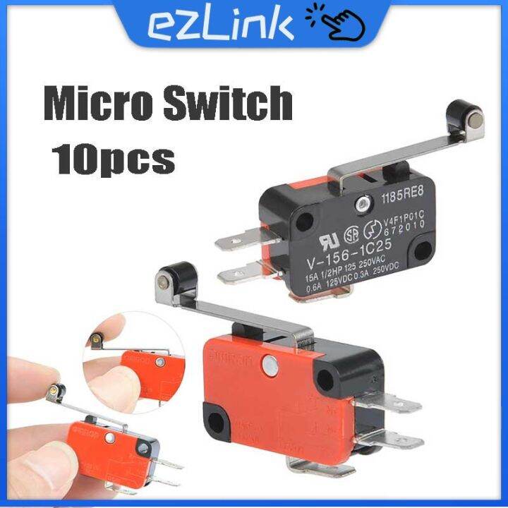 10Pcs/set Micro Switch Limit Switch V-156-1C25 15A Long Hinge Roller Micro Switch | Lazada PH