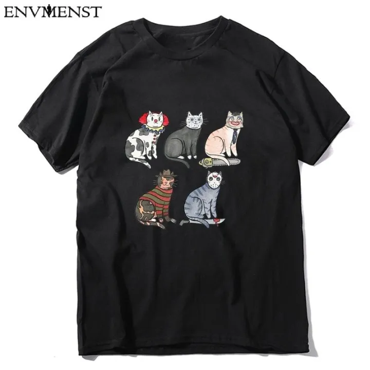 Env Men T Shirt Summer Horror Movie Scary Halloween Funny Cat Pennywise ...