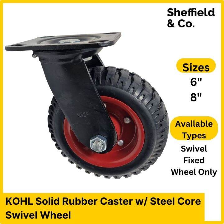 KOHL Caster, Solid Rubber Caster with Steel Core (Swivel, Fixed, Wheel ...
