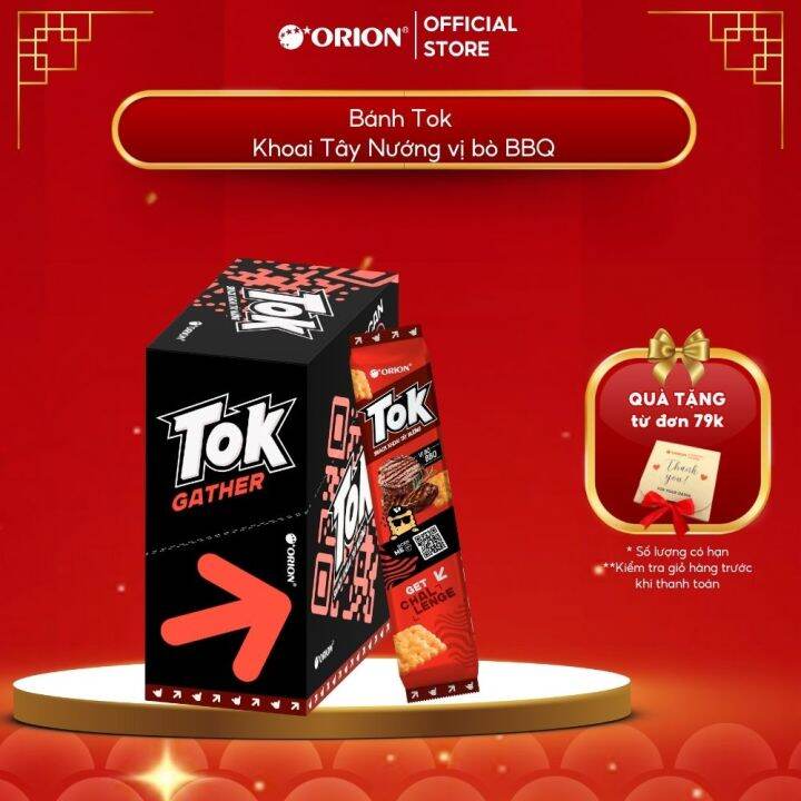 Hộp 10 gói Bánh Khoai Tây Nướng Tok Orion vị Bò BBQ 365g (36.5g x 10 gói/hộp) | Lazada.vn