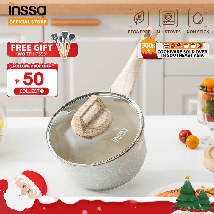 Inssa Non-Stick Saucepan Soup Pot Milk Pan 18cm with Lid Suitable for ...