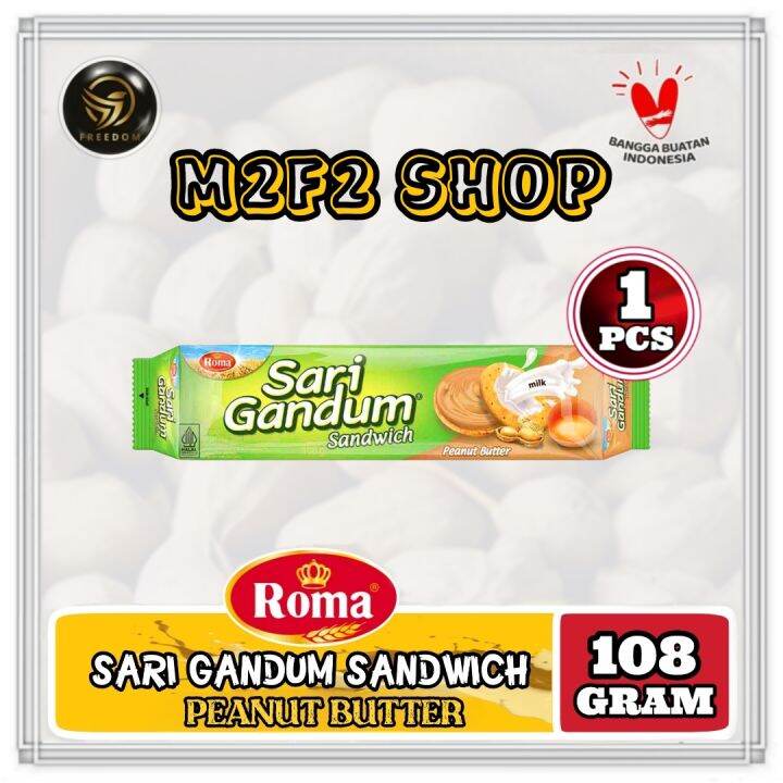 Roma Biskuit Sari Gandum Sandwich Peanut Butter 108 gr (Kemasan Satuan ...